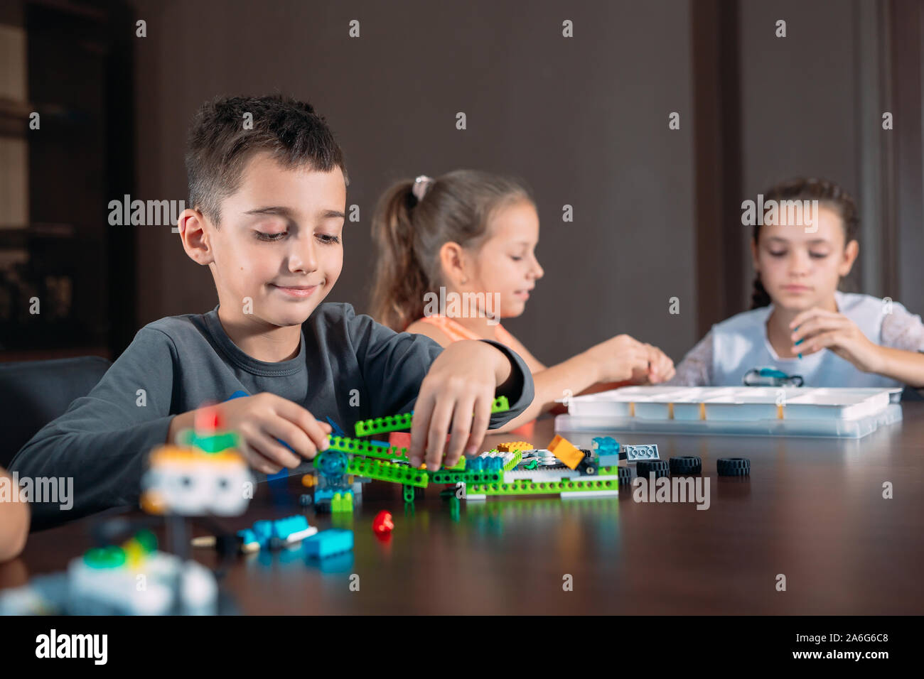 Children in the classroom collect figure from the designer Stock Photo ...