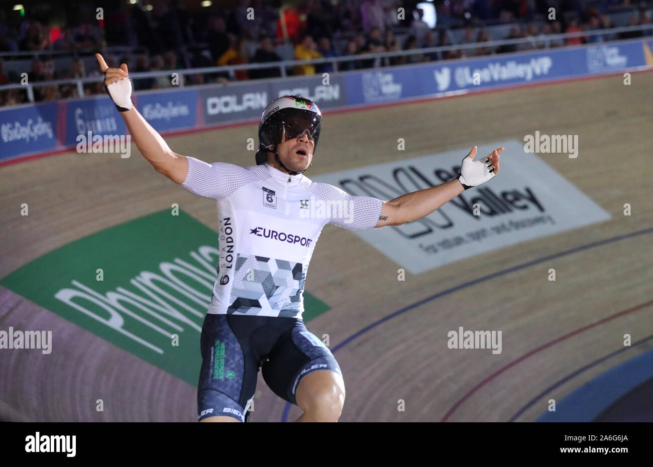 Germany’s Maximilion Levy celebrates wining the 200m Time Trial during ...