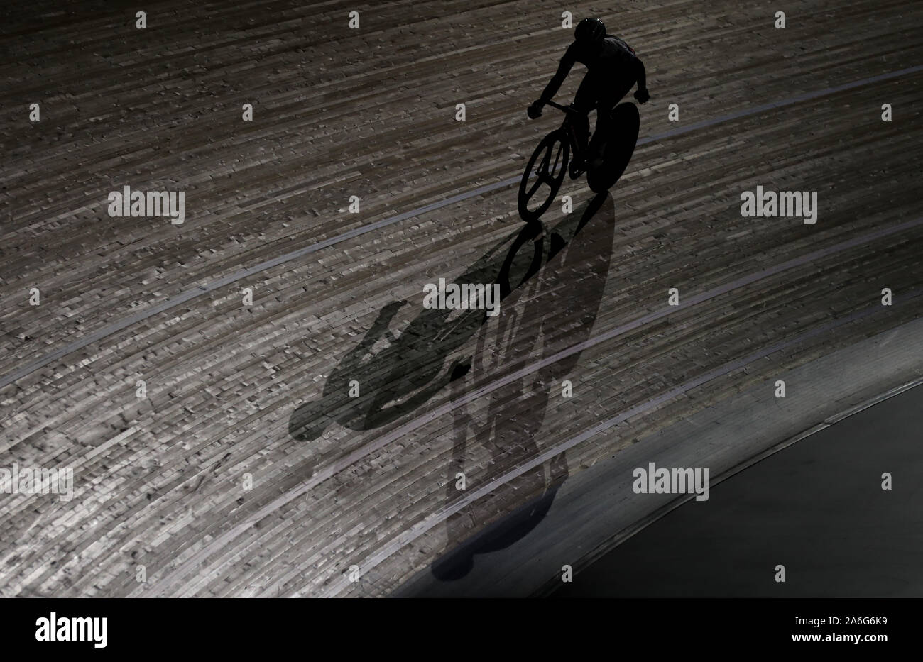 A Silhouette of riders during day five of the Phynova Six Day Cycling ...