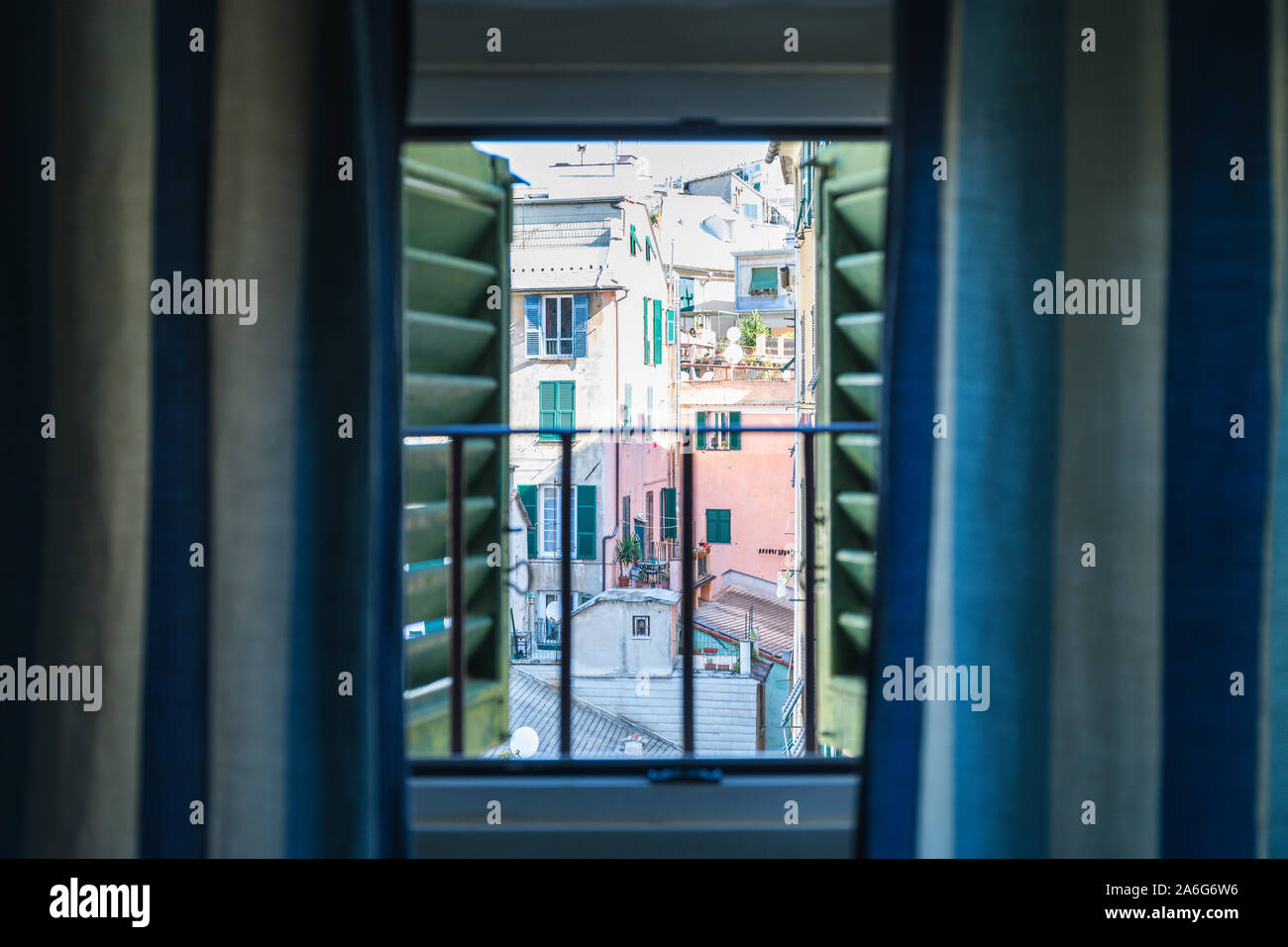 View through a window in Genova Italy Stock Photo - Alamy