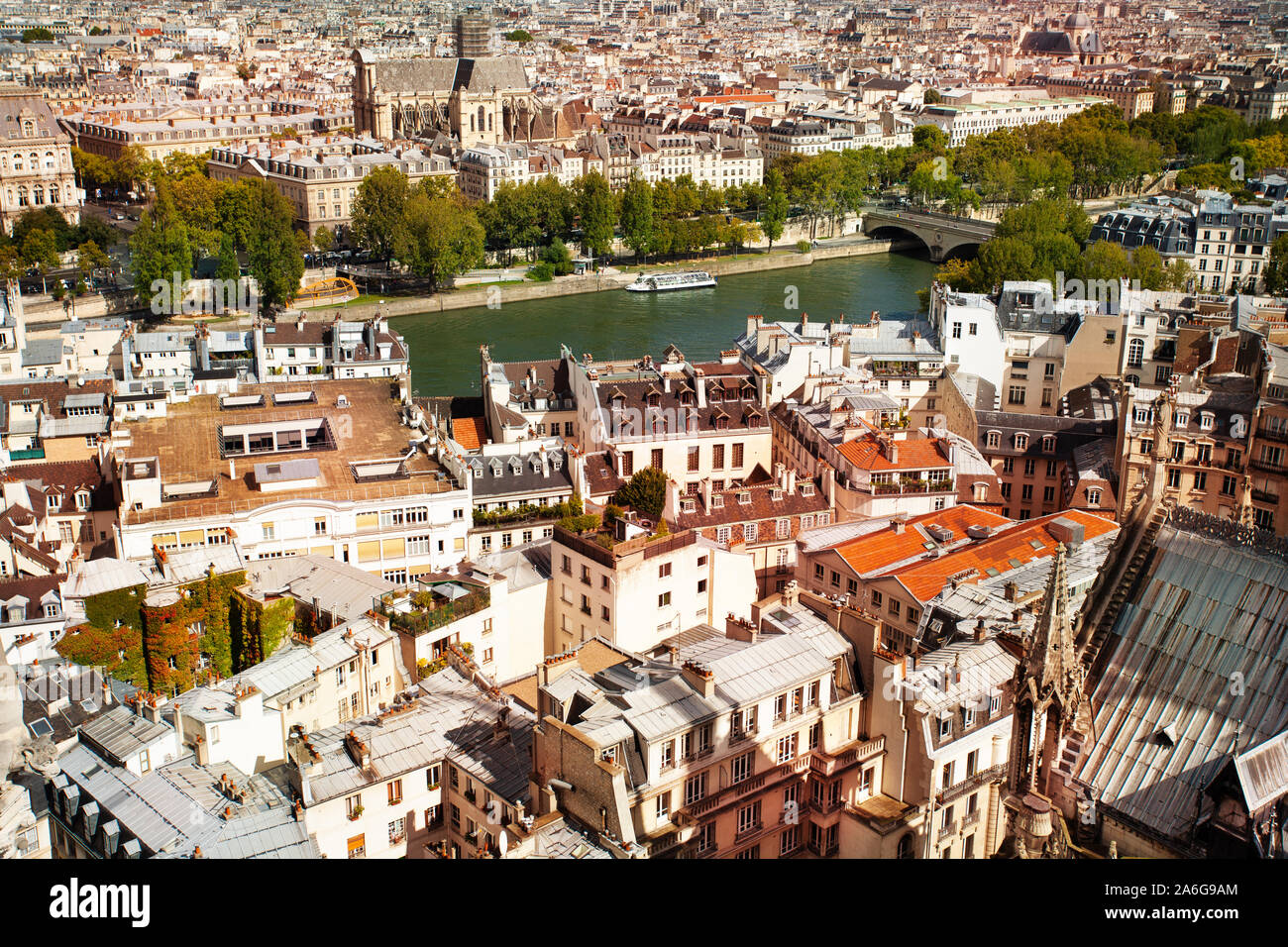 Cite island and Seine river from Notre Dame Stock Photo - Alamy
