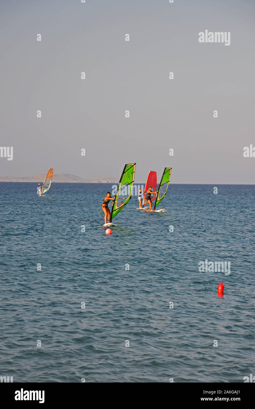 People windsurfing at Kouremenos bay, Lasithi, Crete, Greece Stock ...