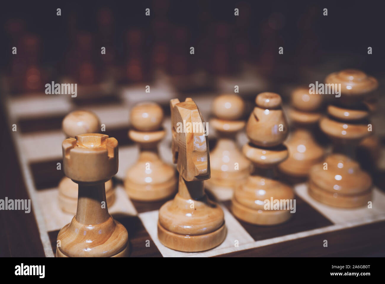 Shallow depth of field white black queen pawn chess hi-res stock ...
