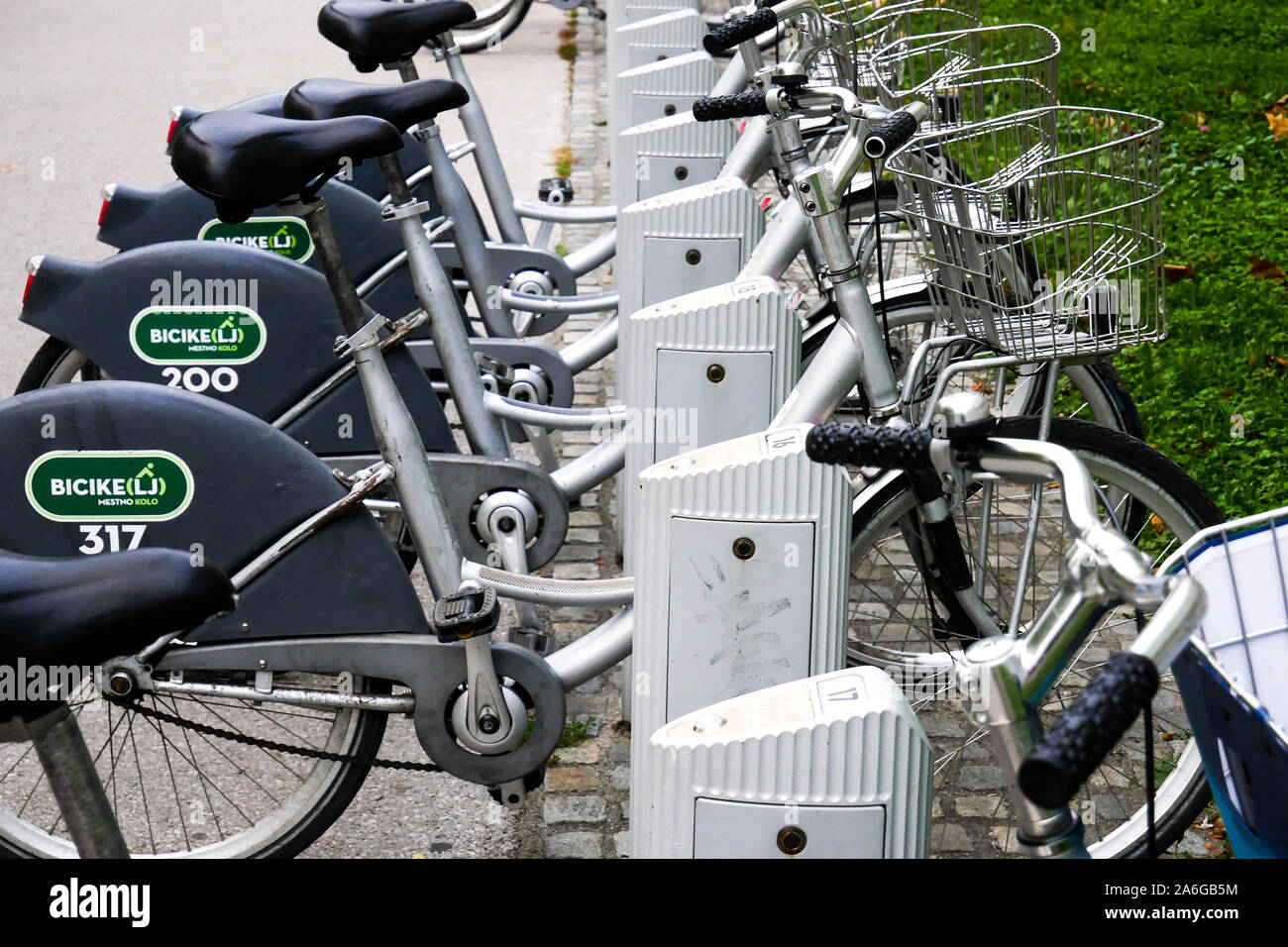Bike rental station, Ljubljana, Slovenia Stock Photo - Alamy