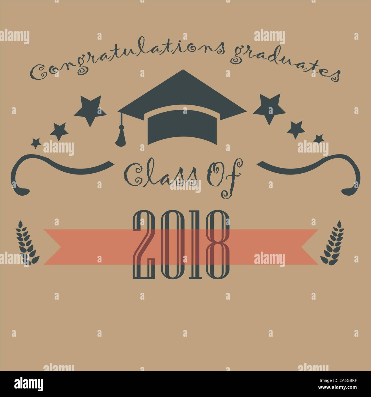 Graduation Class of Two Thousand Eighteen. Paper Background. Vector ...