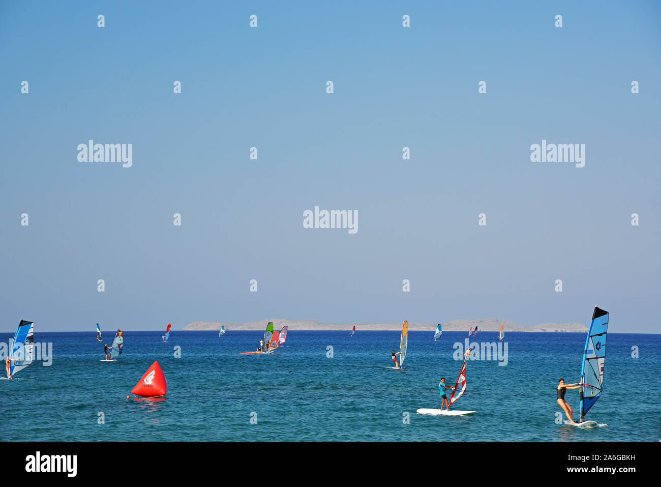 People windsurfing at Kouremenos bay, Lasithi, Crete, Greece Stock ...