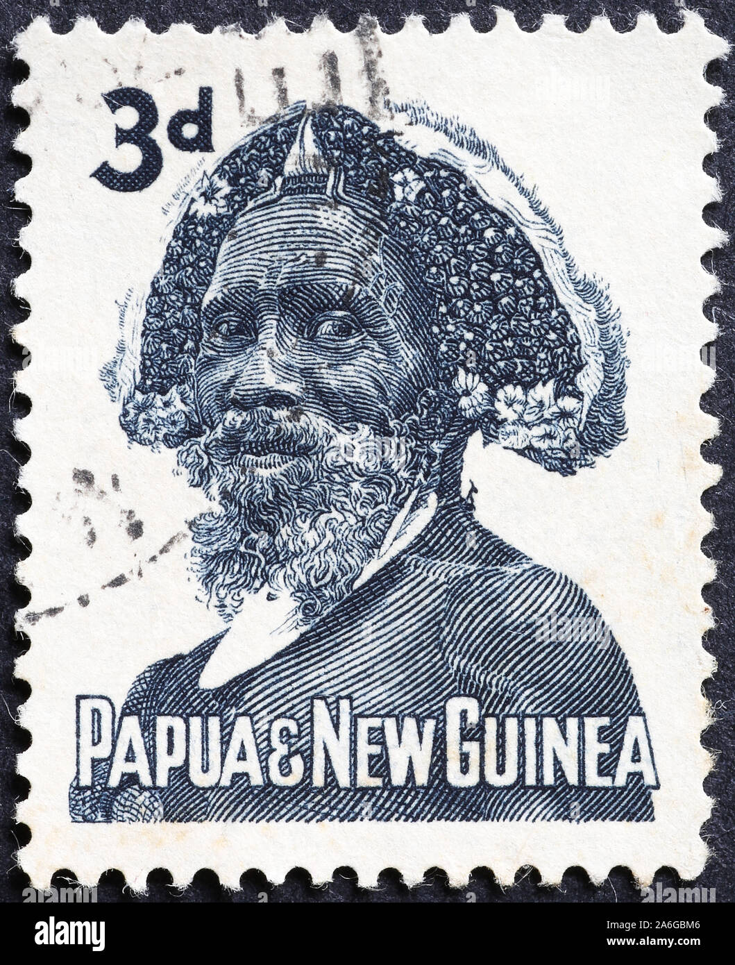 Native man of Papua new Guinea on old postage stamp Stock Photo - Alamy