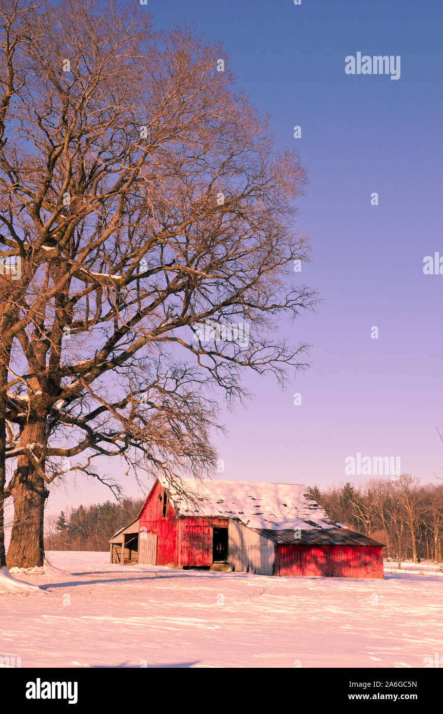 Lovely old faded red barn from days gone by Stock Photo - Alamy