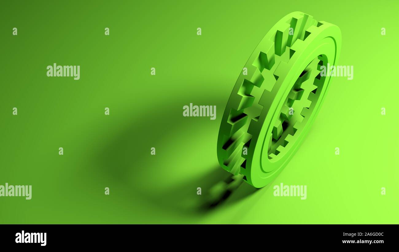 Green Mating gears on green background - 3D rendering illustration ...