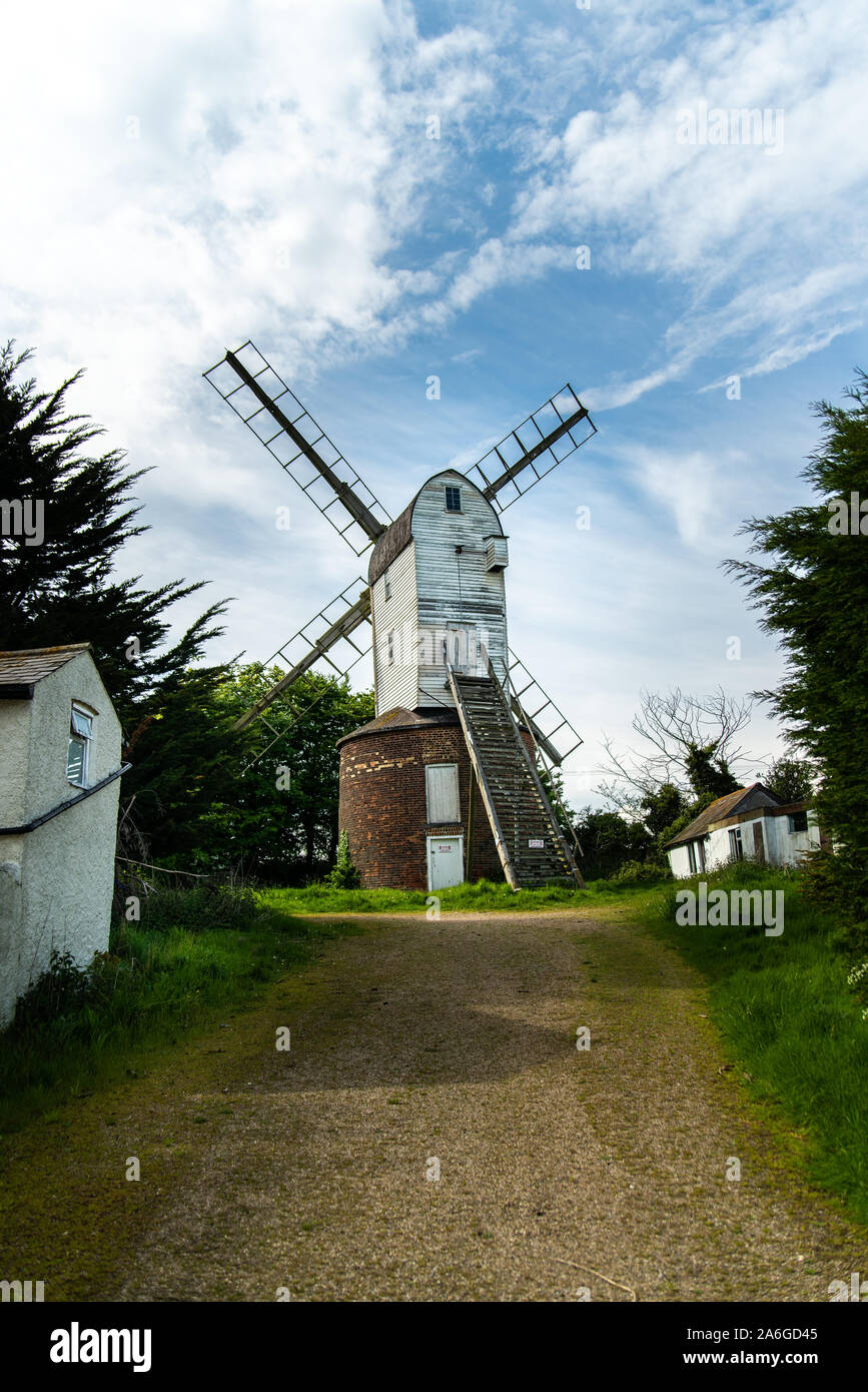 Ramsey Windmill, a grade II* listed post mill at Ramsey, Essex, England ...