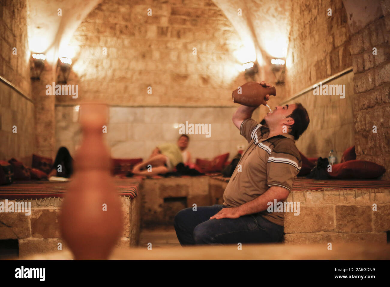 Gaza City, The Gaza Strip, Palestine. 24th Oct, 2019. Palestinian men ...