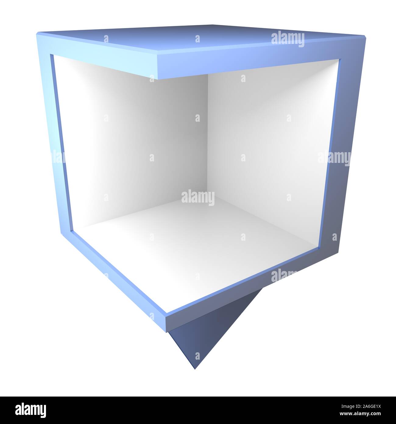 Blue positioning box, empty, with white internal sides - 3D rendring ...