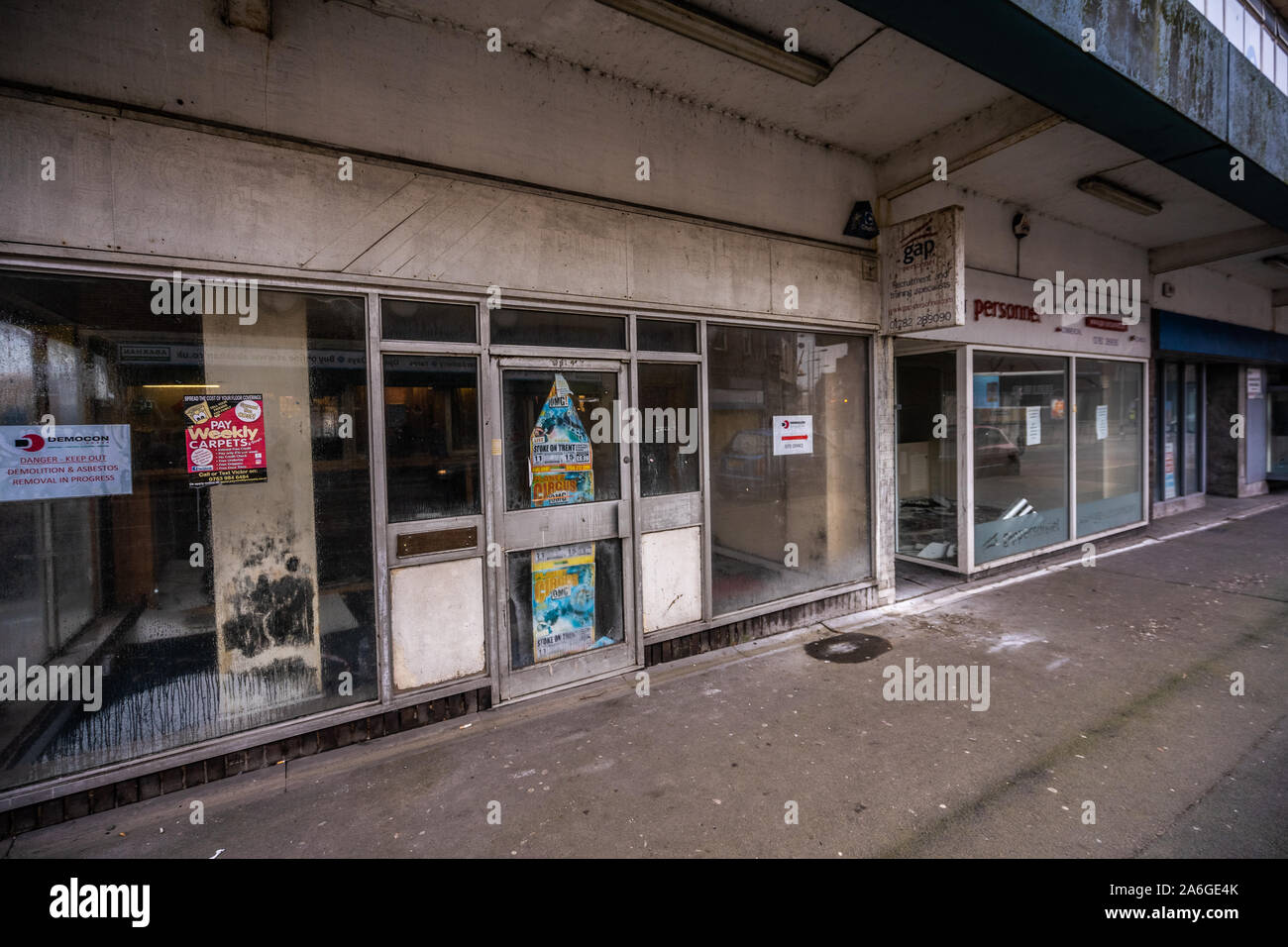 Abandoned shops and businesses in the heart of the city centre, closed ...