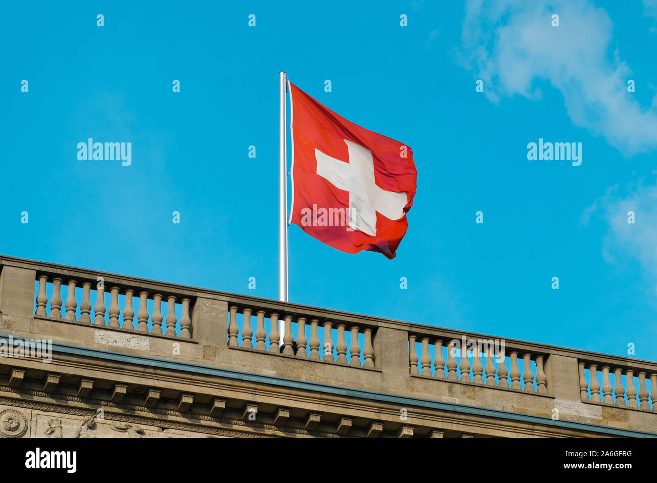 swiss flag, national flag of switzerland Stock Photo - Alamy