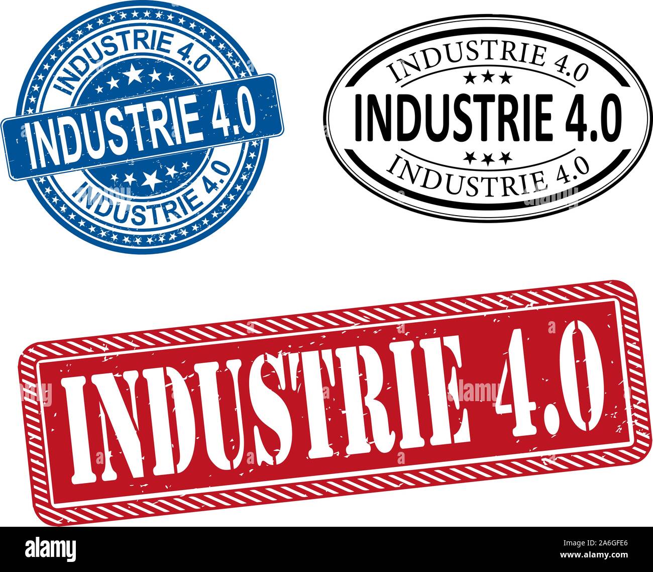 Industry 4.0 concept rubber stamp set on a white background Stock ...