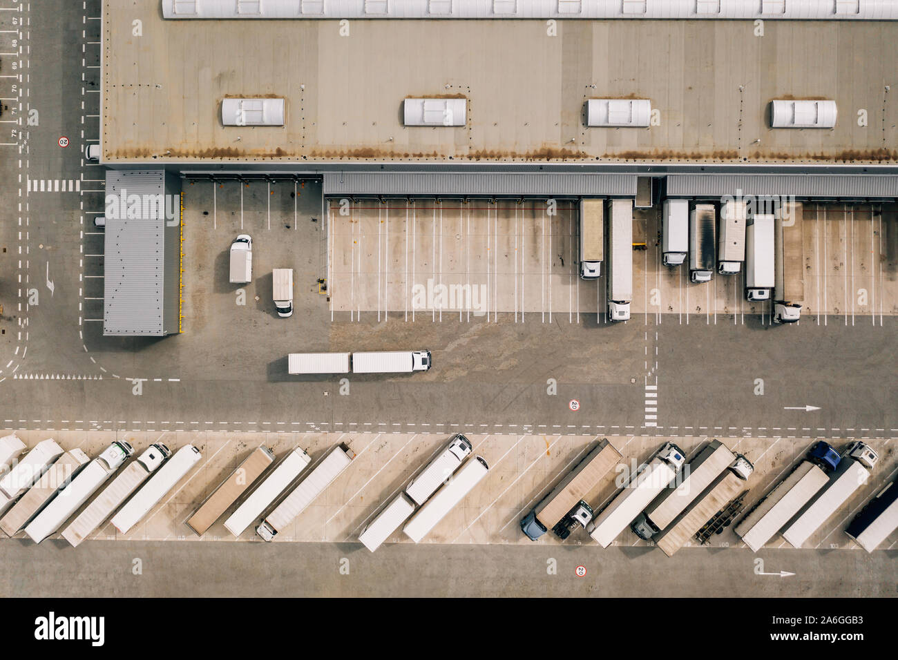 Aerial view of the distribution center, drone photography of the ...
