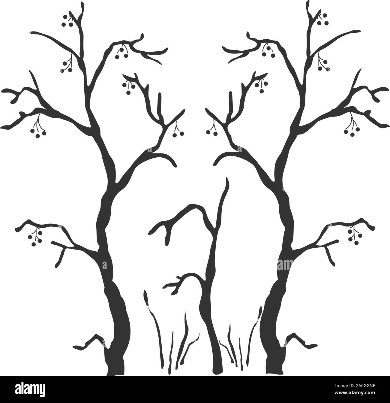 Silhouette of a rowan tree with berries. Rowan Icon Vector Illustration ...