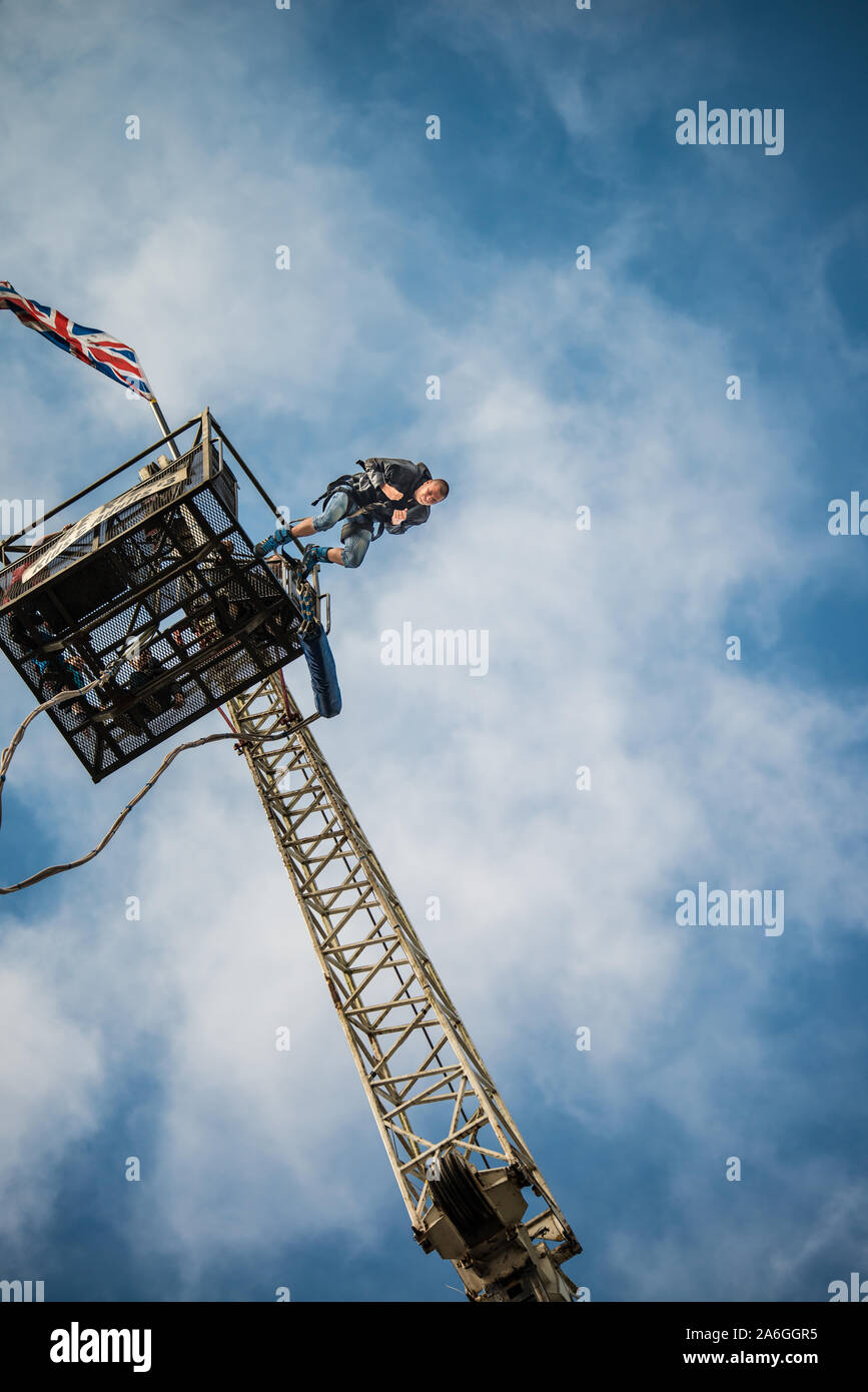 Clacton on sea, Essex, A bungee jumping charity day at the three jays ...