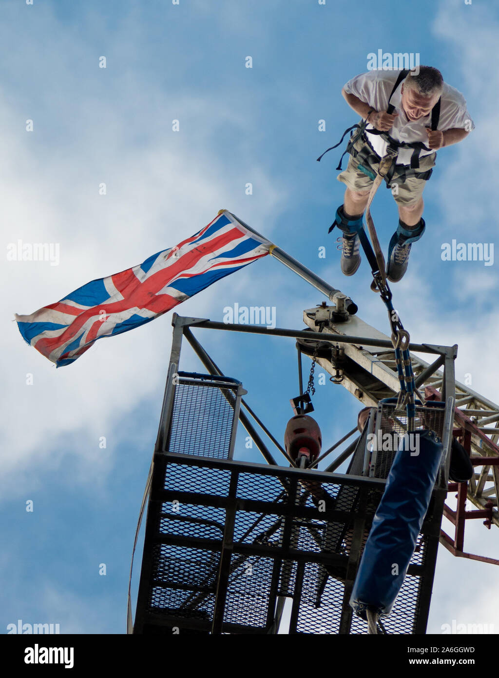 Clacton on sea, Essex, A bungee jumping charity day at the three jays ...