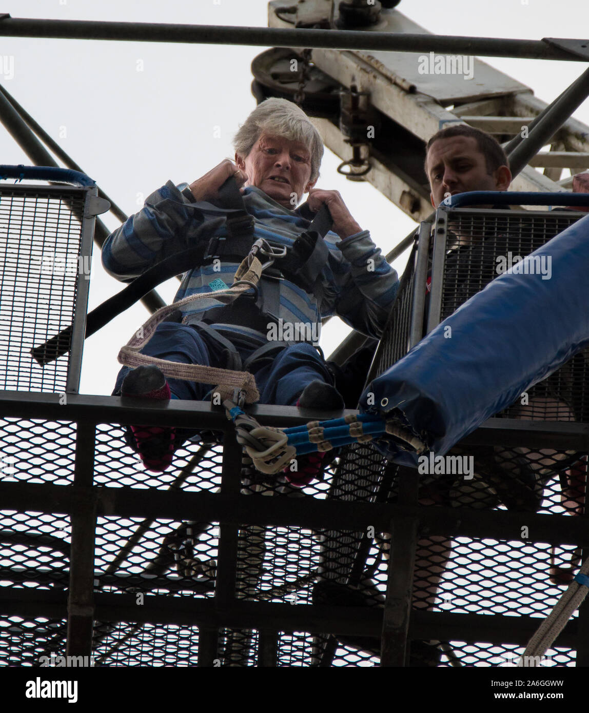 Clacton on sea, Essex, A bungee jumping charity day at the three jays ...