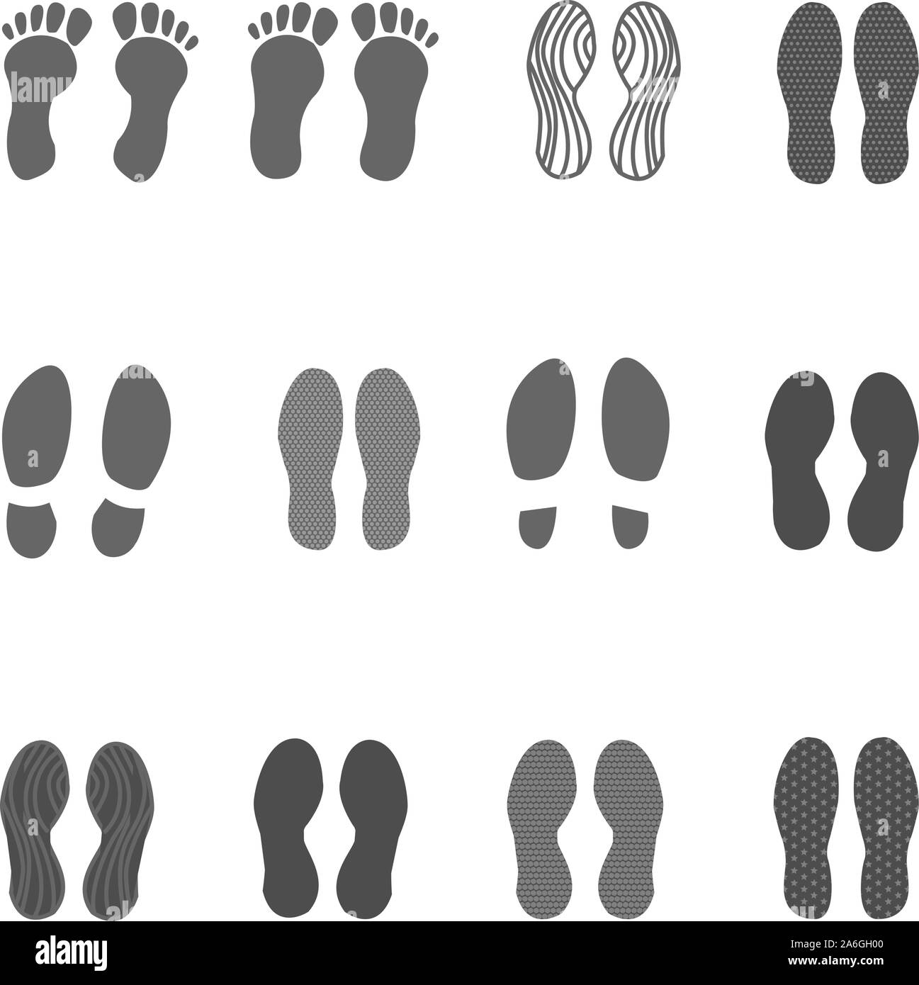 Set of steps in different shoes in black. Vector Illustration Stock ...