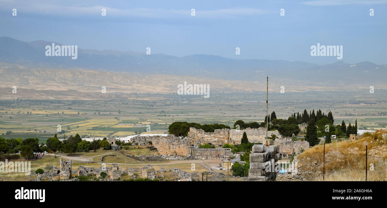Antique ruins and limestone blocks in Hierapolis, Turkey. Ancient ...