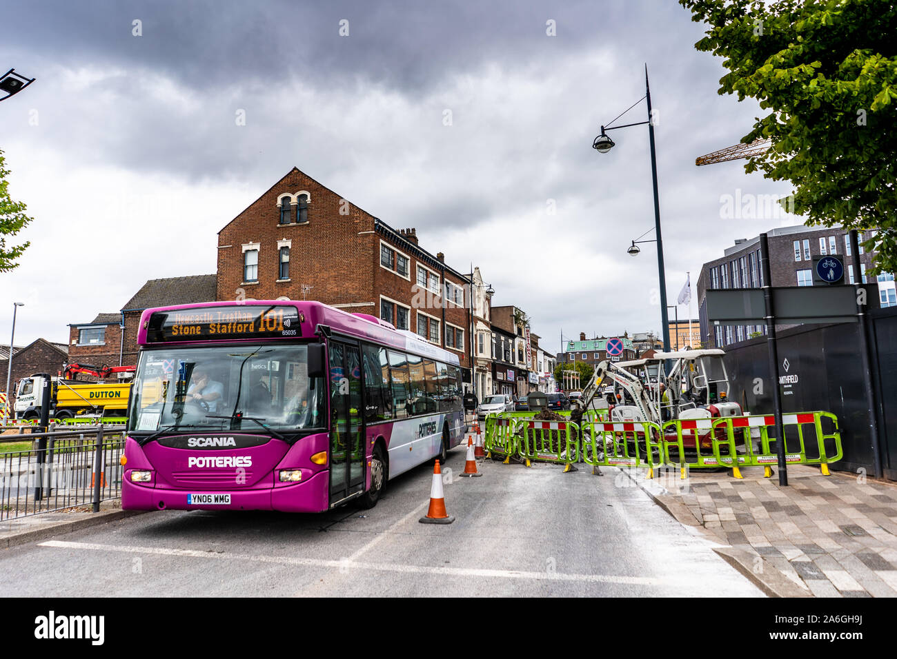 Buses travelling on the roads of Stoke on Trent and the potteries ...
