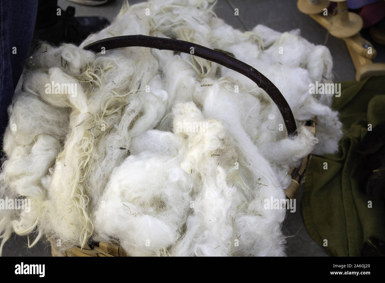 Sheep wool for weaving, industry and agriculture, crafts Stock Photo ...