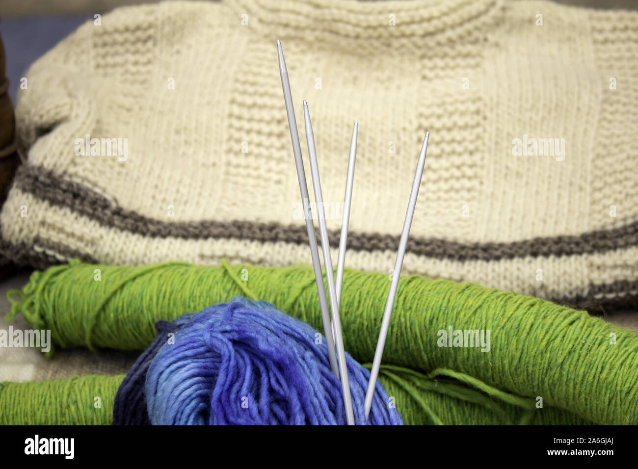Ball of wool weaving instruments, handicrafts and industry, sewing ...
