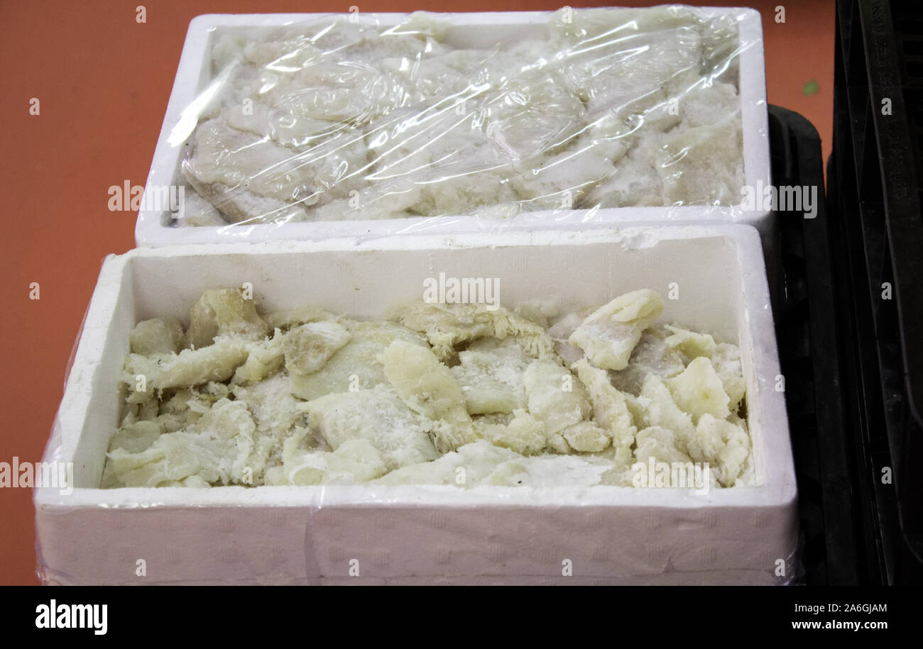 Salted cod in fish market, fresh and healthy food Stock Photo - Alamy