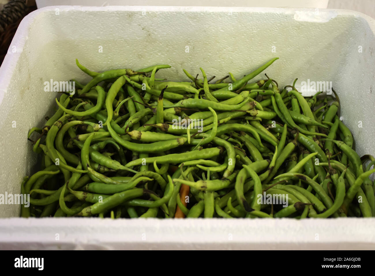 Chilli peppers in food store, vegetables and fruits, food Stock Photo ...