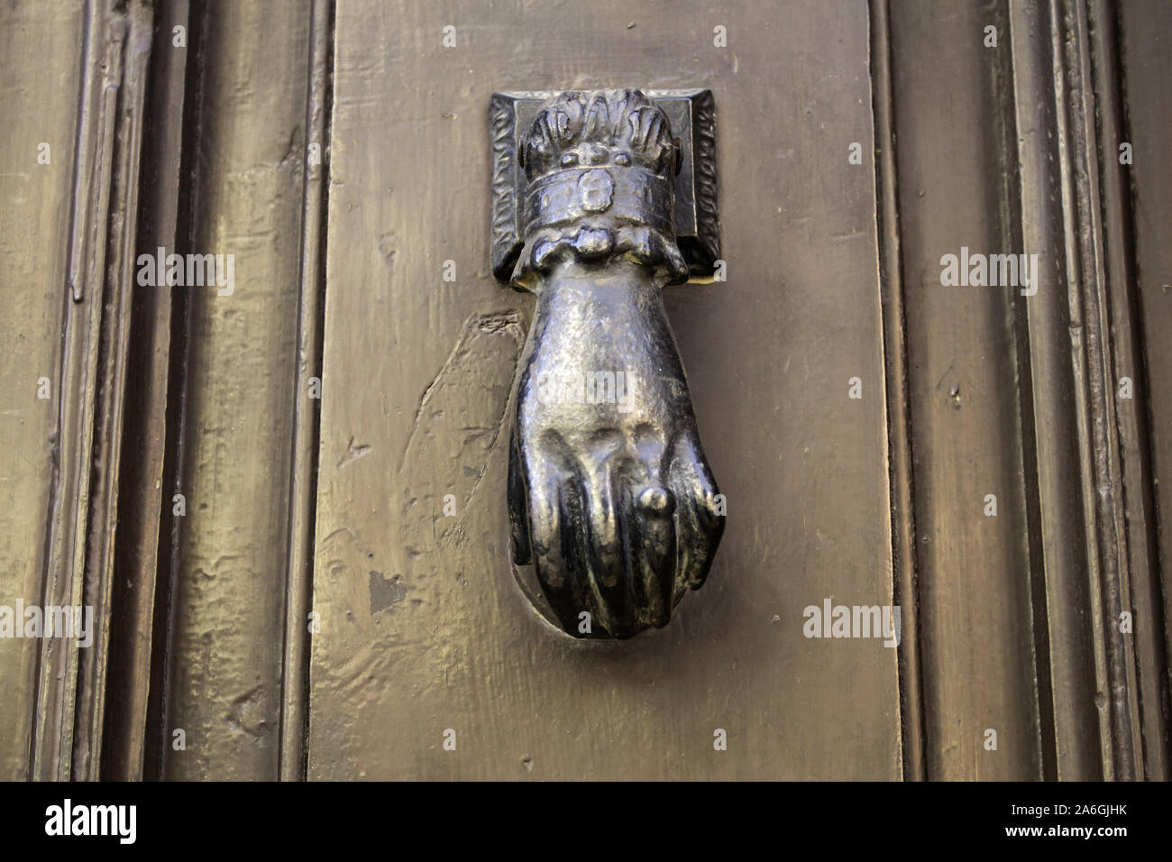 Antique metal door knocker, construction and architecture Stock Photo ...