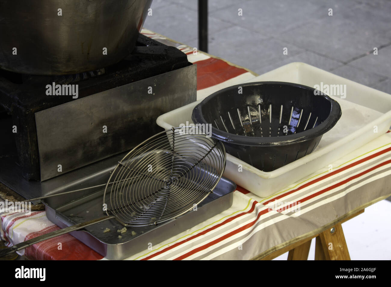 Frying pan with boiling oil in restaurant, kitchen and work Stock Photo ...