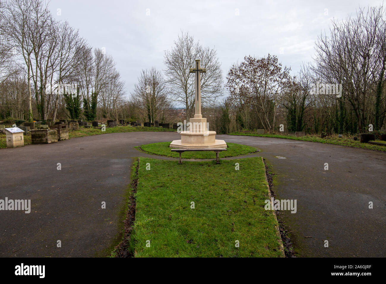 The CWGC Cross of Sacrifice at Sailors Corner, Arnos Vale Cemetery ...