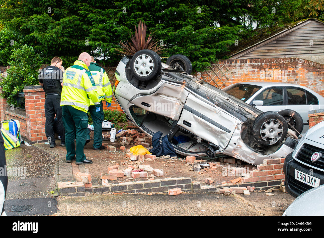 Emergency services on scene at a drink driving accident with an over ...