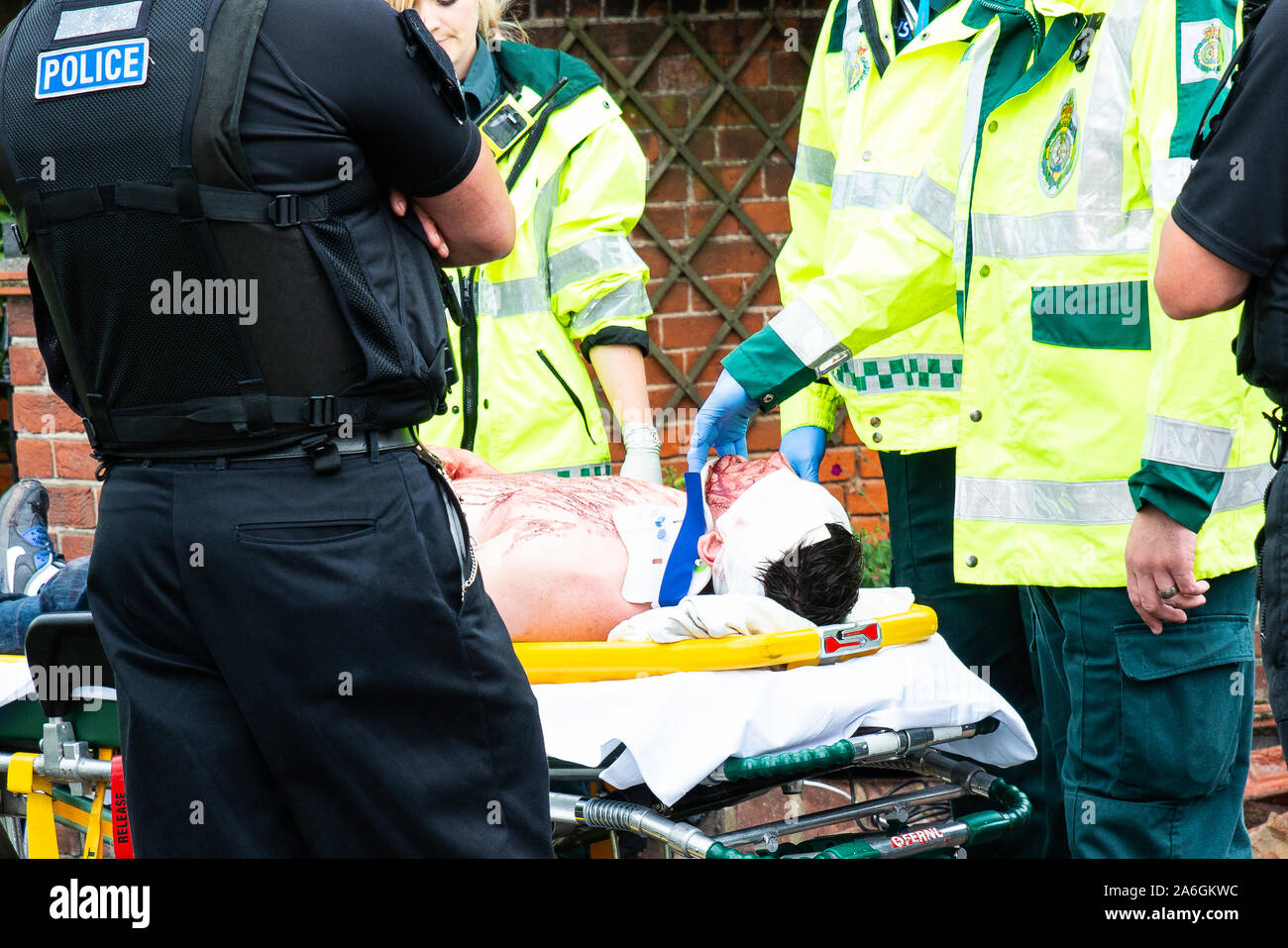 Emergency services on scene at a drink driving accident with an over ...