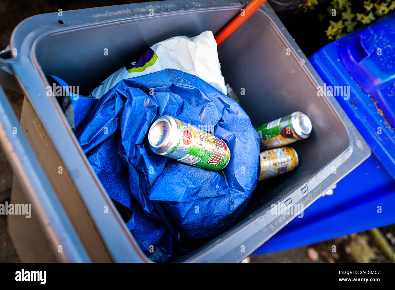 Waste after being fly tipped, rubbish dumping, hazardous waste ...