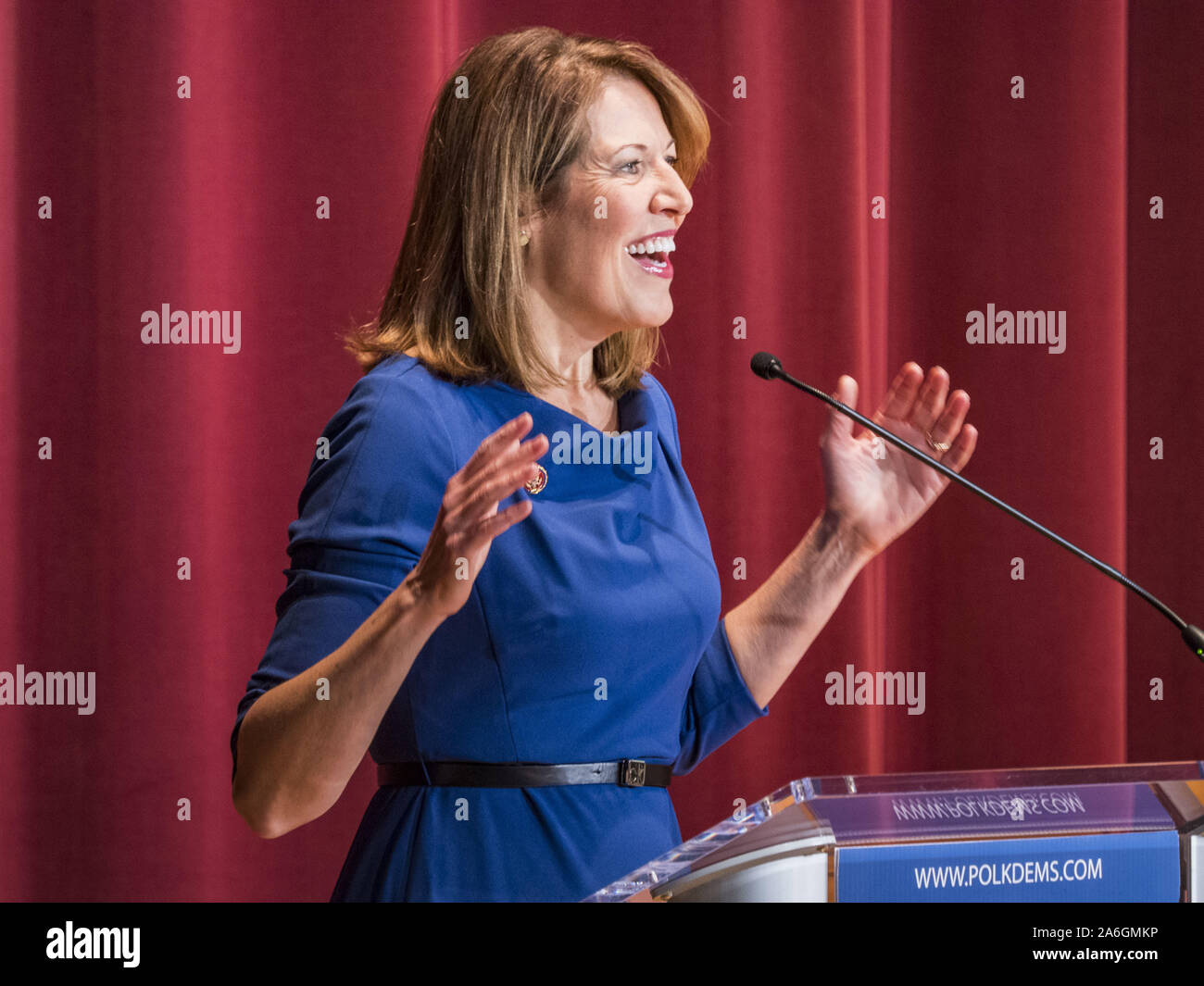 Des Moines, Iowa, USA. 26th Oct, 2019. Congresswoman CINDY AXNE (D-IA ...