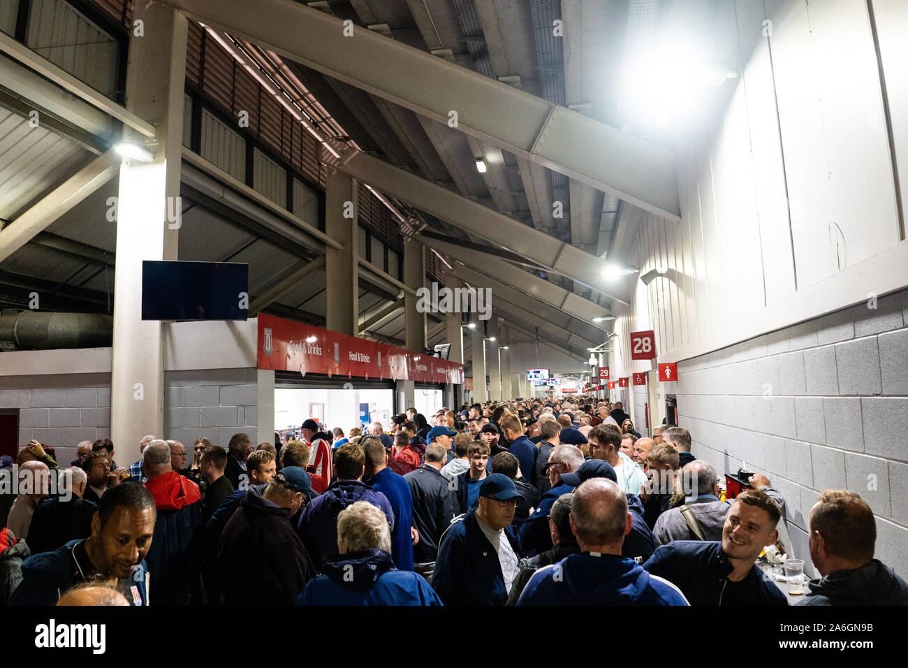 Fans inside the concourse at the BET365 stadium, home to the Potters ...