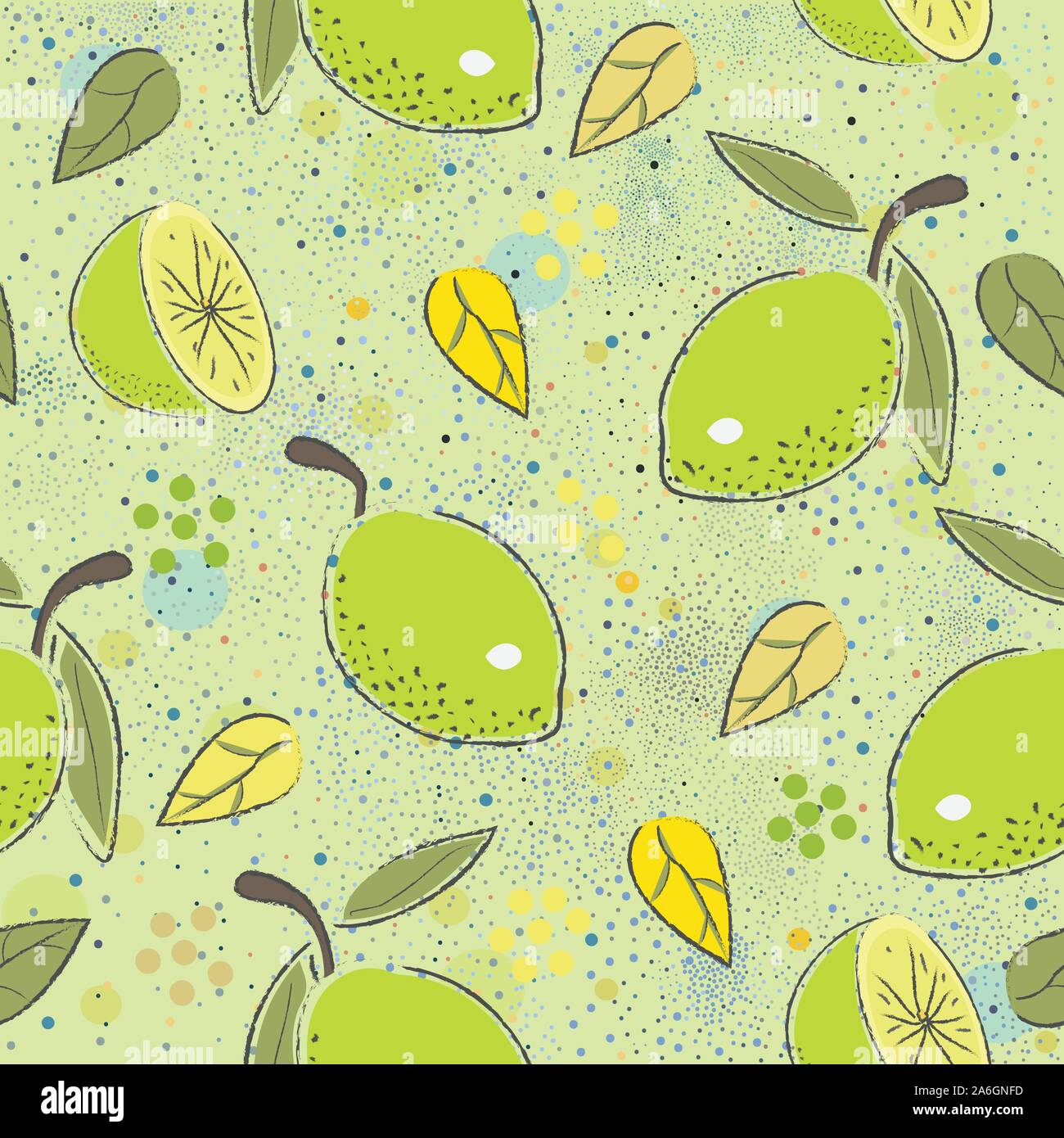 Seamless Pattern with green lime. Scandinavian Style. Unique Design ...