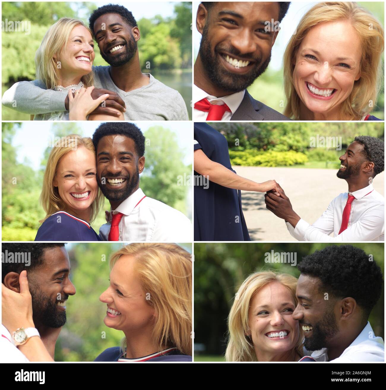 Beautiful happy love couple outside in a park Stock Photo - Alamy