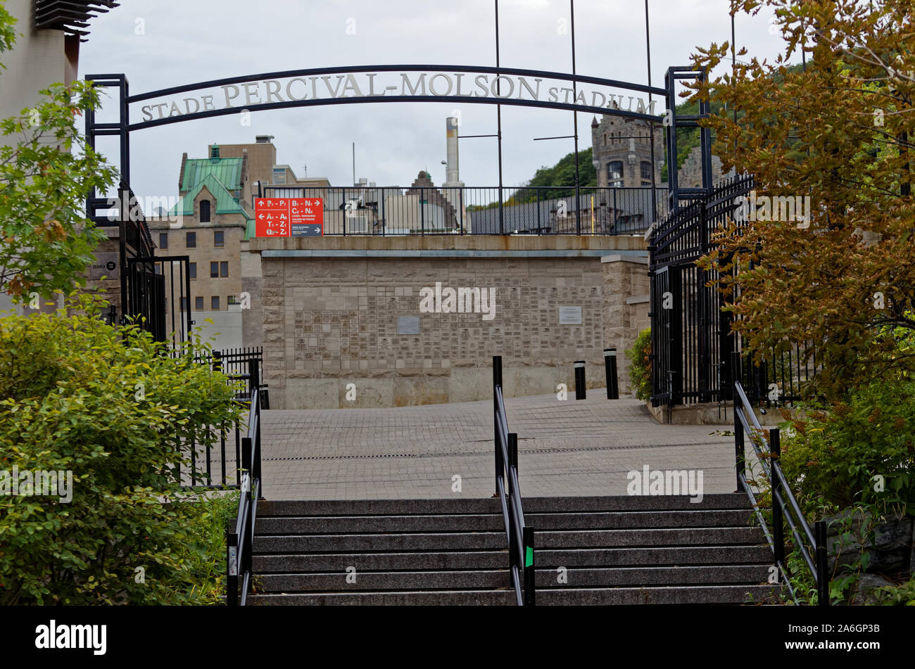 Quebec,Canada. Entrance to the Percival Molson Memorial Stadium outdoor ...