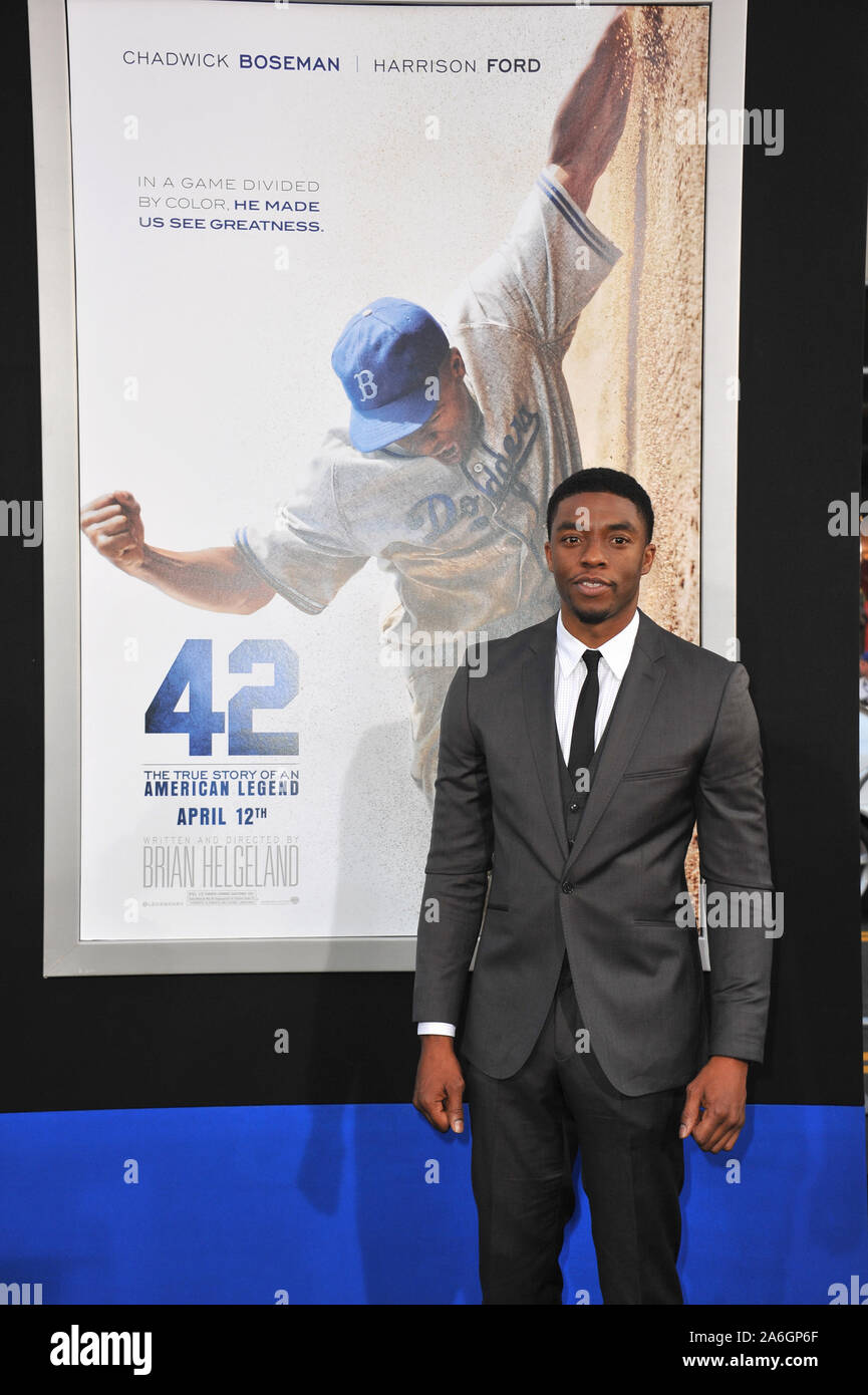 LOS ANGELES, CA. April 09, 2013: Chadwick Boseman at the Los Angeles ...