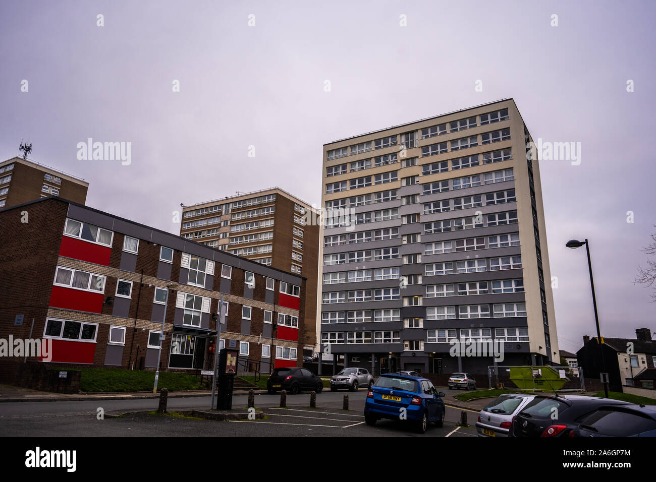 High rise tower blocks, flats built in the city of Stoke on Trent to ...