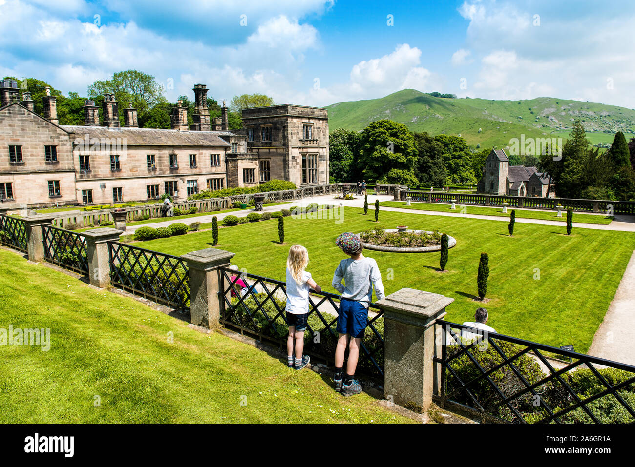 Children and families enjoy a day out at Ilam hall, by the Dovedale ...