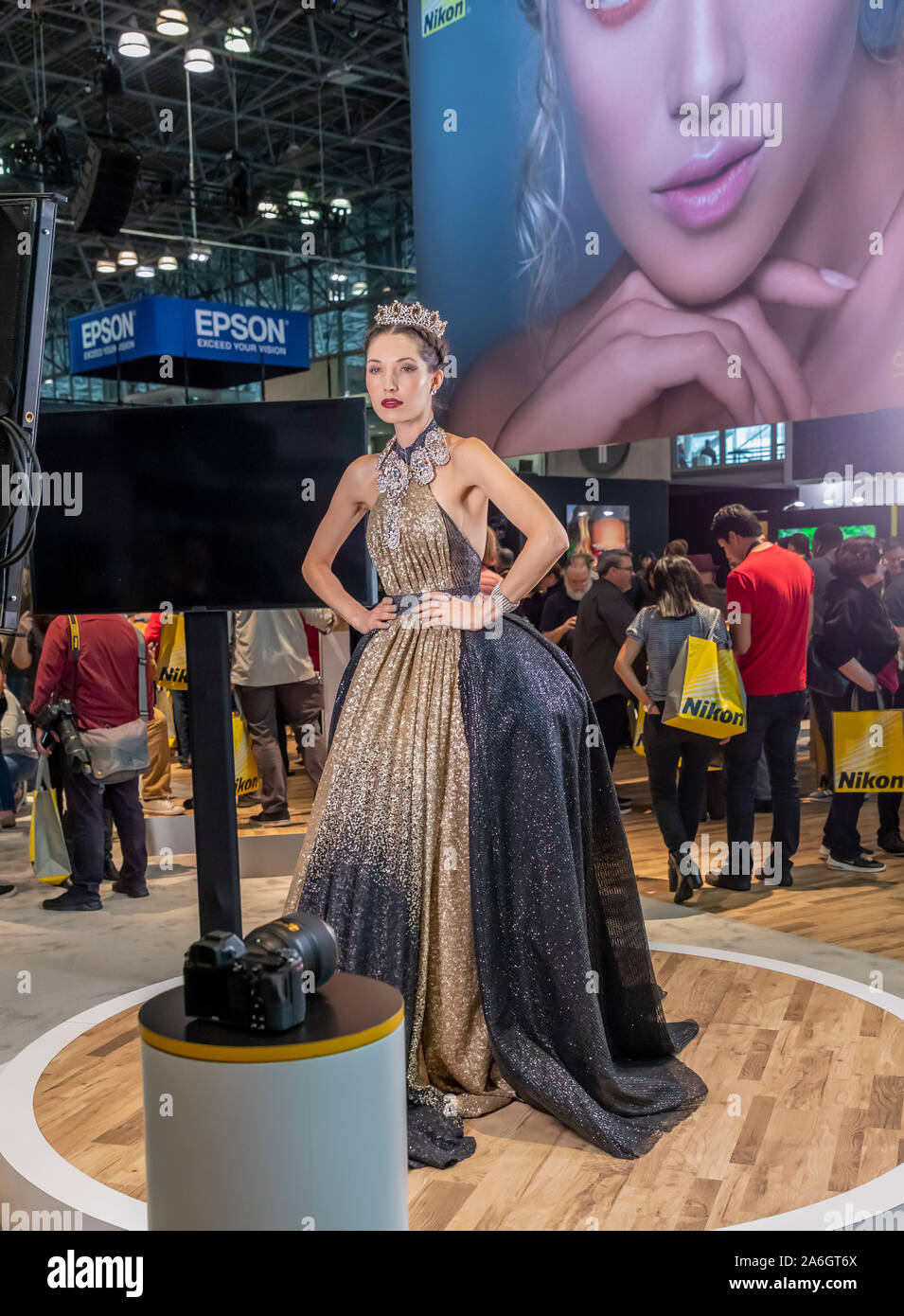 New York, NY, USA - October 25th, 2019: Model poses for photographers ...