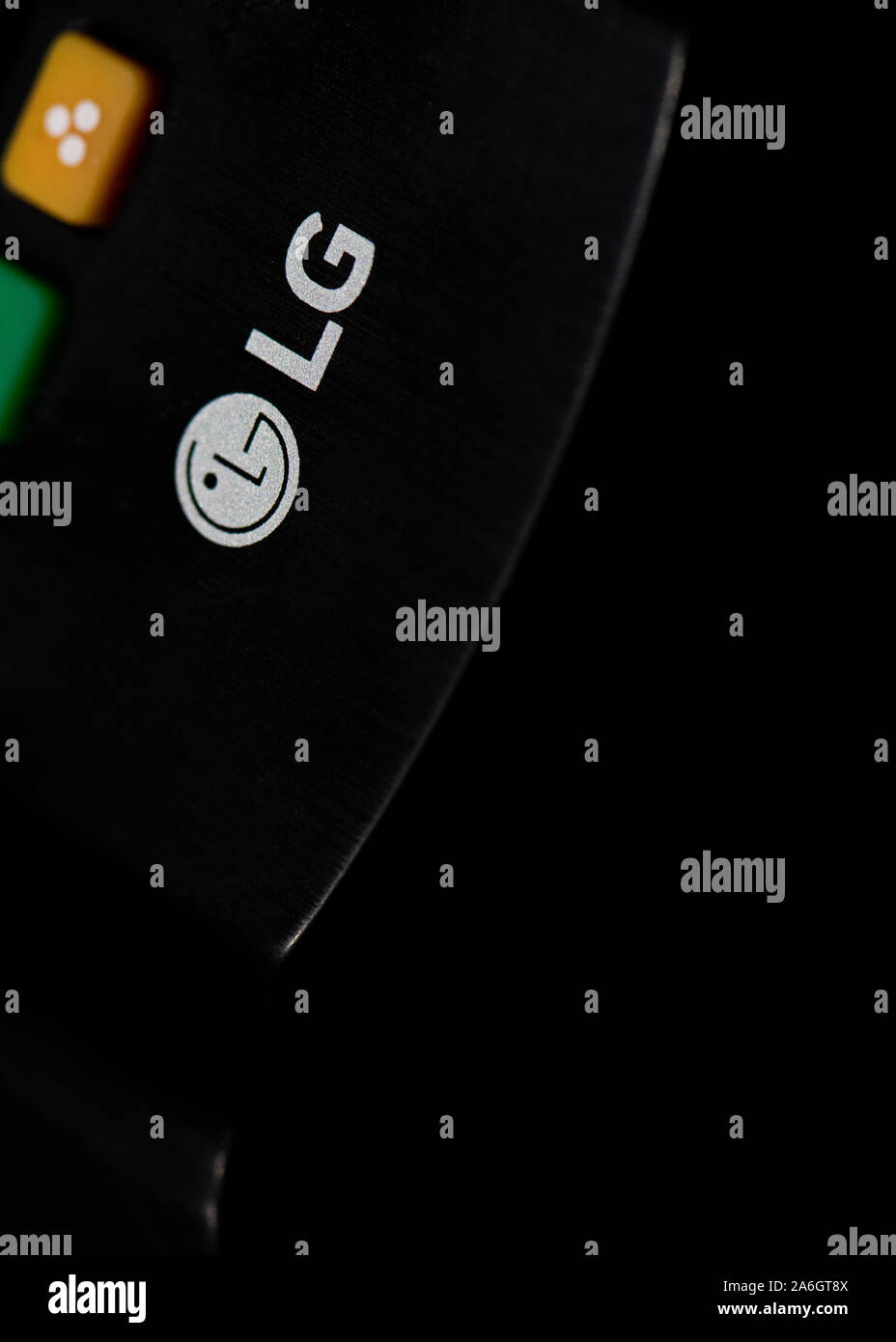 LG television remote control on a mirrored isolated background, life's ...