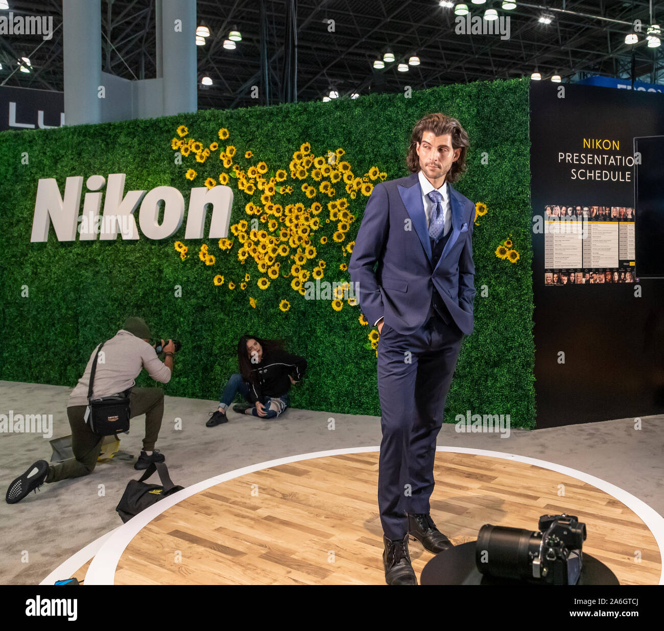 New York, NY, USA - October 25th, 2019: Model poses for photographers ...