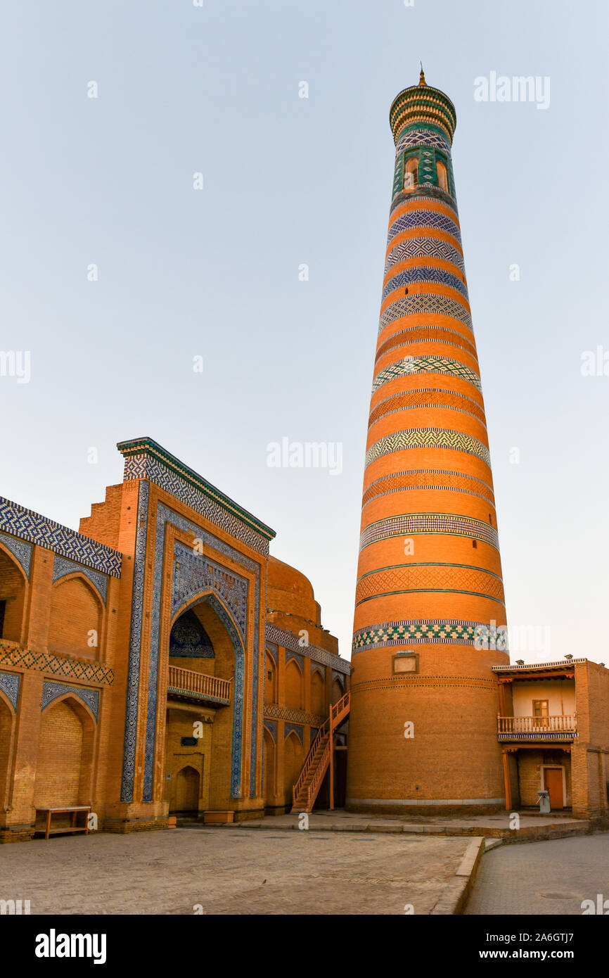 The architecture of the old city's madrassa and Islam Khoja Minaret ...