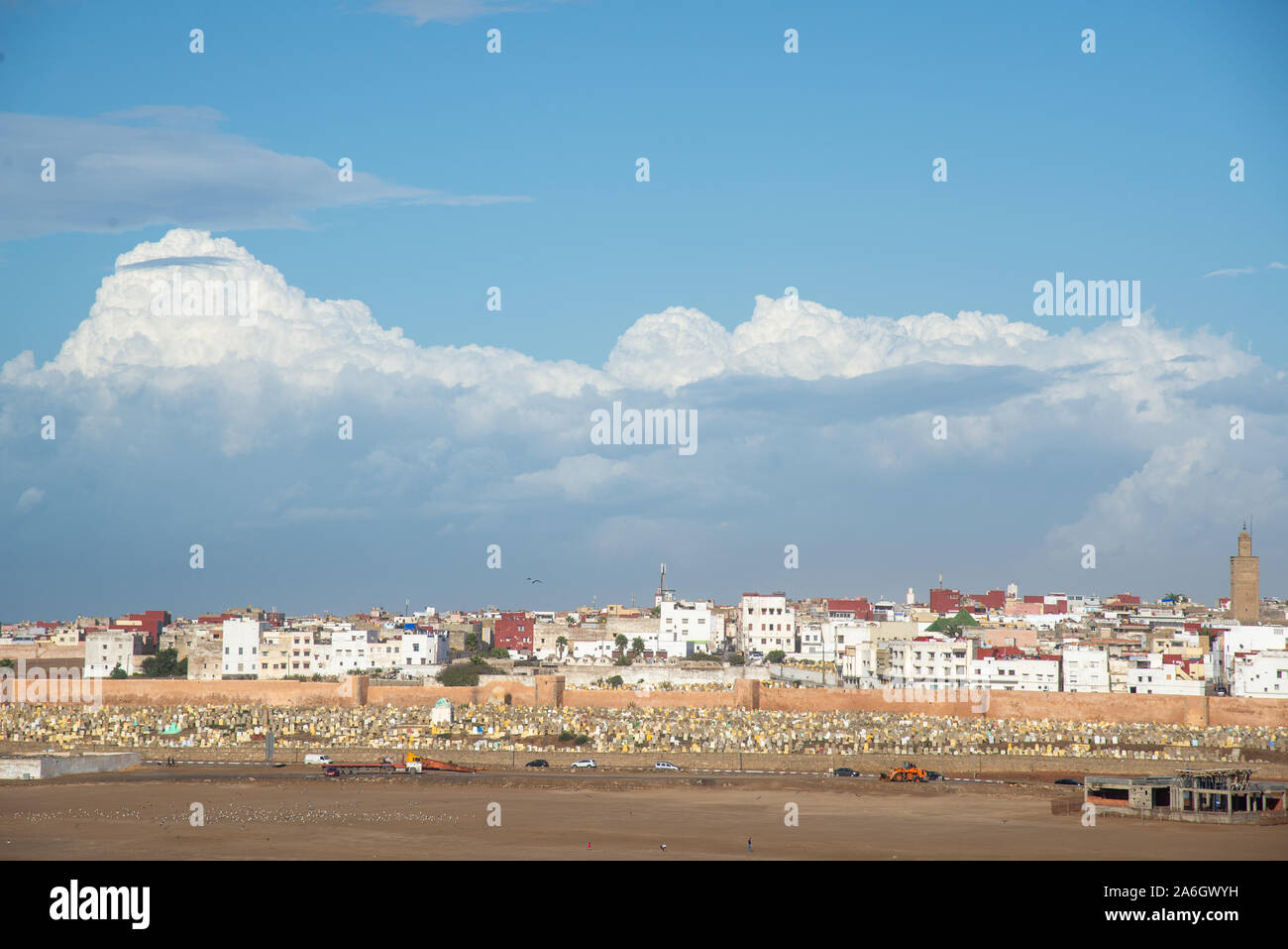city view of modern part of Rabat next to river in Morocco Stock Photo ...